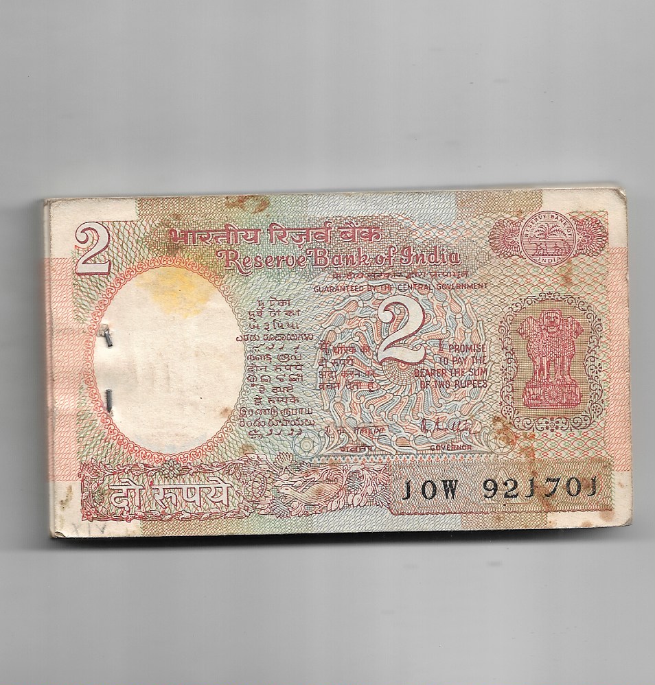 2 RUPEE ~ R.N.MALHOTRA ( SATELLITE ON BACK ) ~ 100 NOTE BUNDLE ( With ...