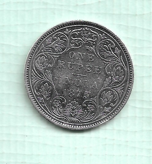 1 RUPEE ~ QUEEN VICTORIA ~ 1875 ( 0/1 DOT ), SILVER ~ RARE COIN ~ Q-5 ...