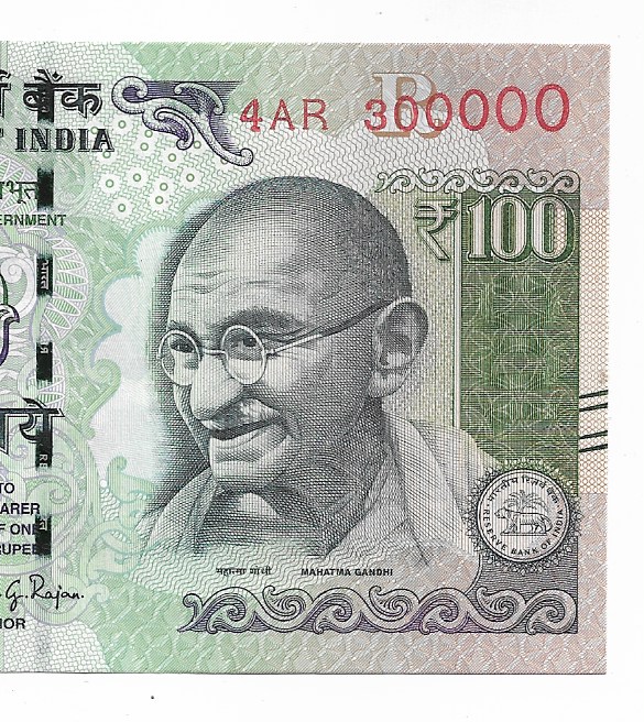 100 RUPEE ~ ” 300000 ” RAGURAM JI RAJAN, 2016 ~ FANCY SERIAL NO. NOTE ...