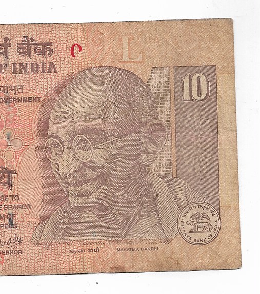 10 RUPEE ~ ERROR ~ 1 SIDE WITHOUT SERIAL ~ Y.V.REDDY ~ RARE NOTE ~ I-39 ...