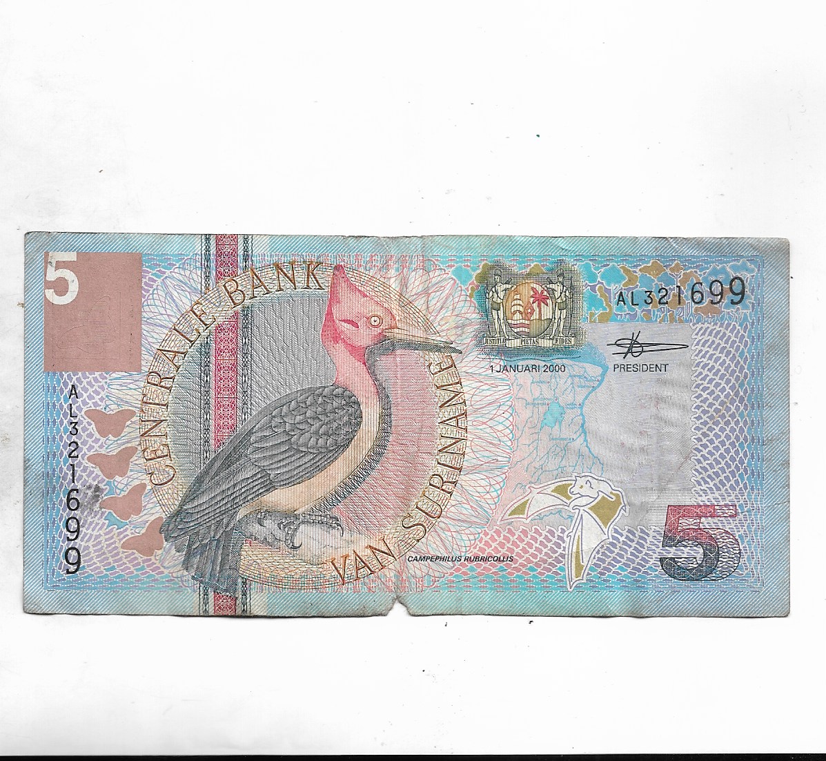 SURINAME ~ 5 GULDEN, 2000 ~ RARE NOTE ~ B-35 – Indian Hobby Club