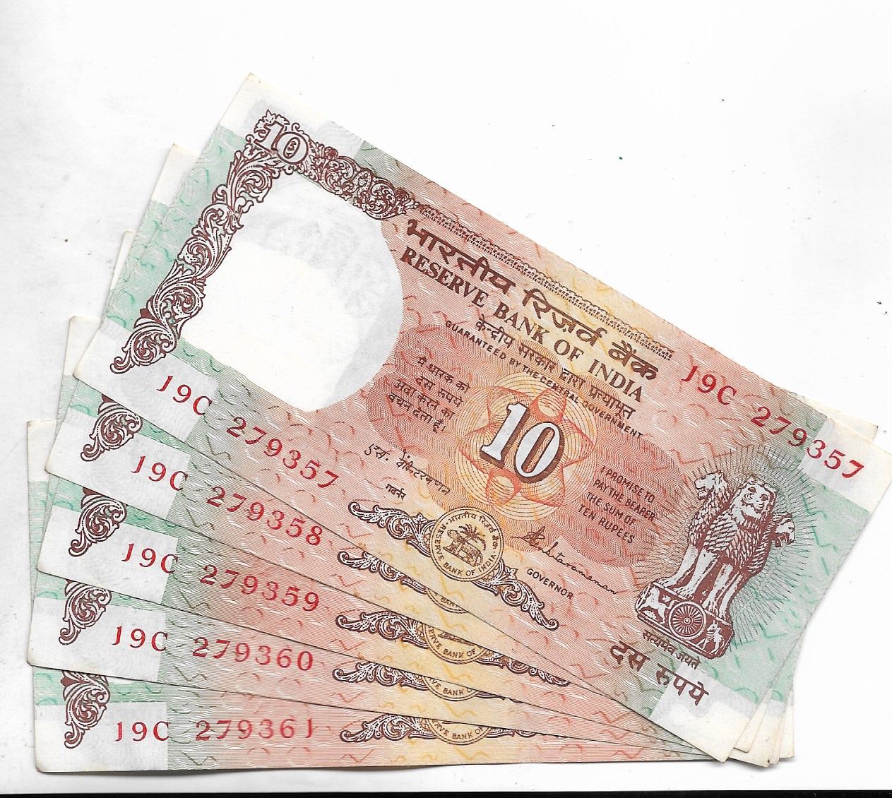 10 RUPEE ~ S.VANKATRAMANAN ( SHALIMAR ) ~ “C” PRIFIX ~ UNC RARE NOTE ...