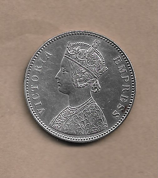 QUEEN VICTORIA ~ 1 RUPEE ~ 1885, SILVER ~ XFINE RARE COIN ~ B-15 ...