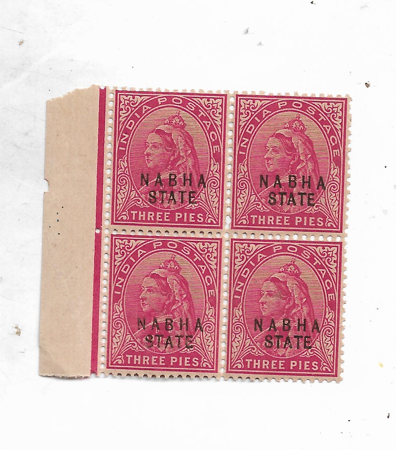QUEEN VICTORIA ~ 3 PIES ~ NABHA STATE ( OVP., POSTAGE STAMP ) MINT ...
