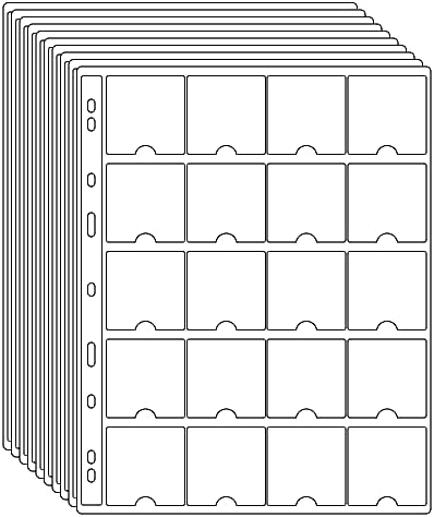 IHC ~ Coin Sheets / Coin Holder Sleeves / Coin Album Pages ~ 20 Pockets ...