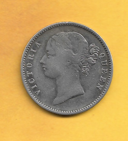 QUEEN VICTORIA ~ 1 RUPEE ~ SILVER ~ 1840 ~ DEVIDED RARE COIN IN FINE ...
