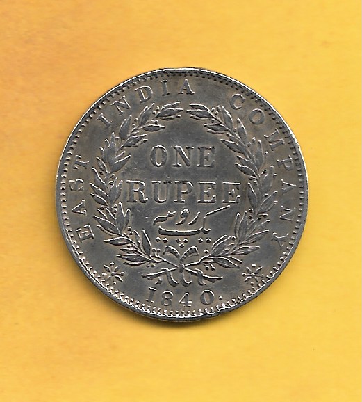 QUEEN VICTORIA ~ 1 RUPEE ~ SILVER ~ 1840 ~ CONTINUES RARE SILVER COIN ...