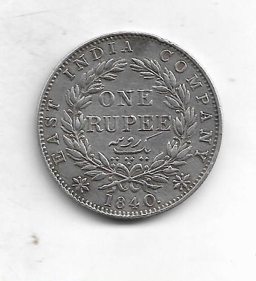 QUEEN VICTORIA ~ 1 RUPEE ~ SILVER ~ 1840 ~ CONTINUES RARE SILVER COIN ...