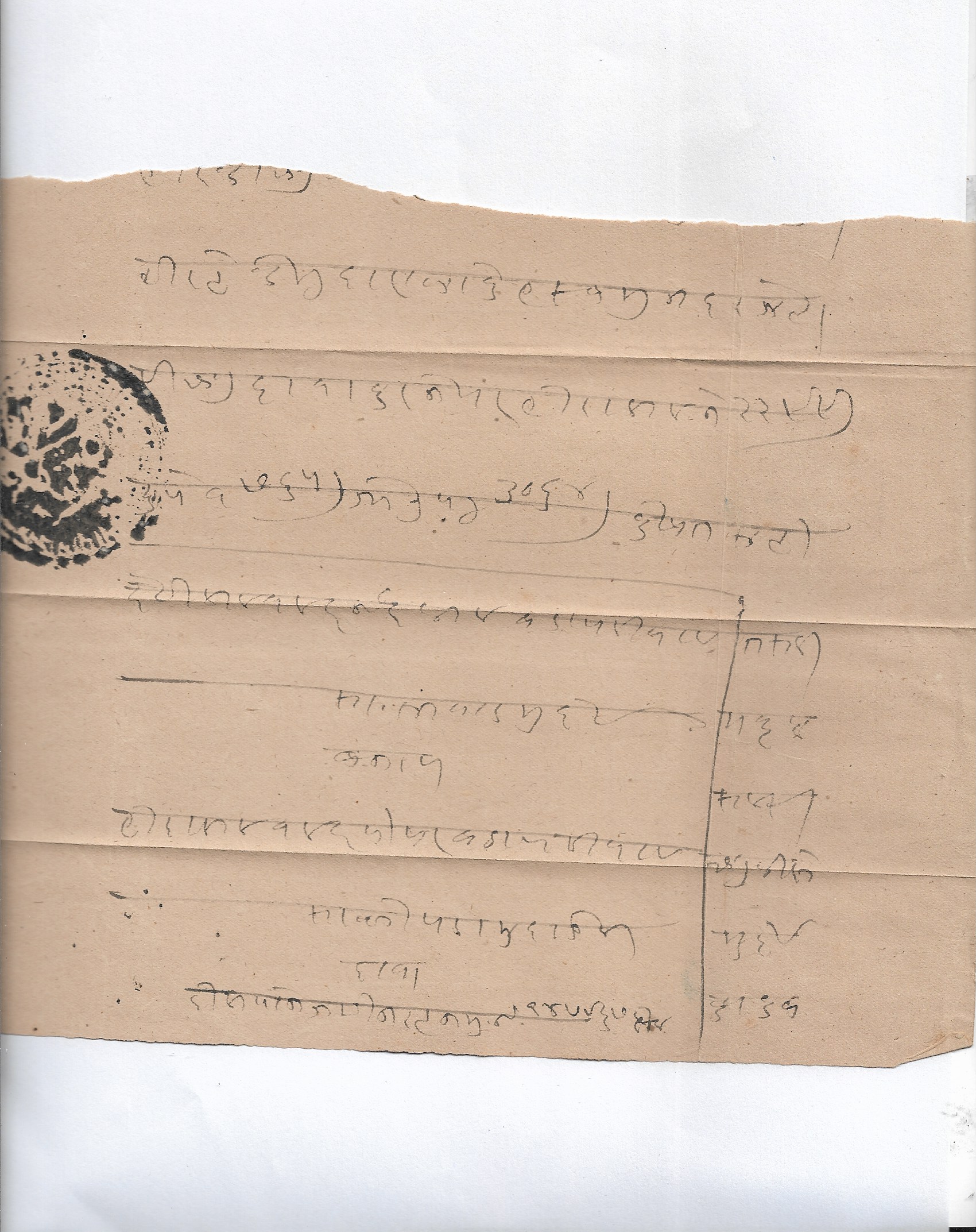 INDIA ~ OLD HAND WRITTEN DOCUMENT (MANUSCRIPT) WITH STAMP ~ VERY RARE ...