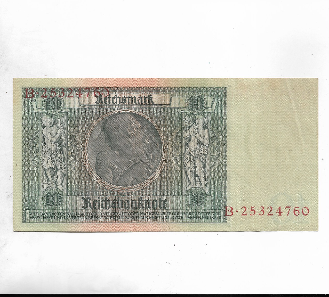 GERMANY ~ 10 Reichsmark Reichsbanknote, 1924 ~ RARE OLD ISSUE NOTE ~ H ...
