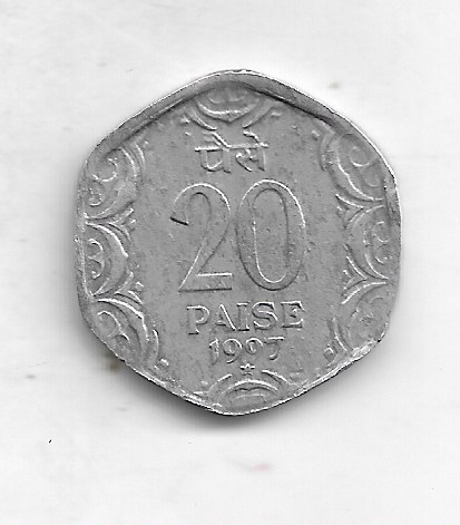 20 PAISE ~ 1997, HYDERABAD MINT ~ RARE COIN ~ F-16 – Indian Hobby Club