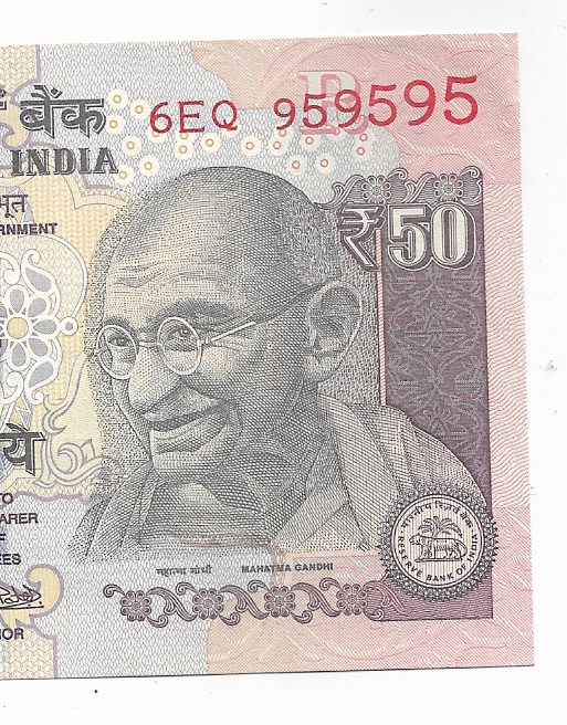 50 RUPEE ~ FANCY SERIAL ” 959595 ” URJIT R PATEL, 2017 ~ UNC RARE NOTE ...