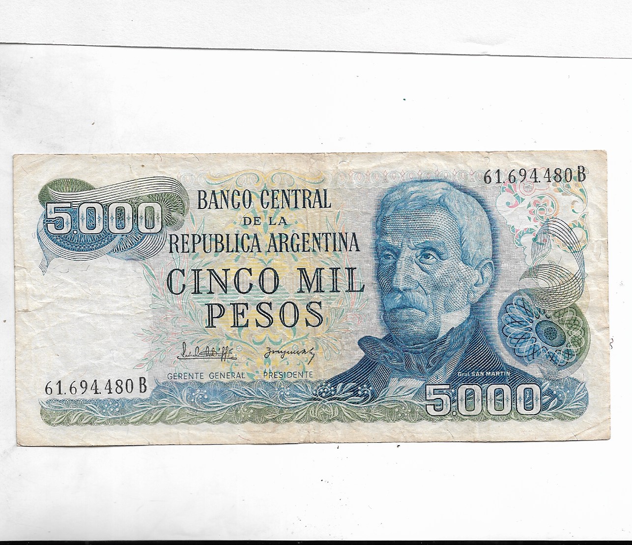 ARGENTINA ~ 5000 Pesos, 1976-1983 ~ RARE NOTE ~ A1-52 – Indian Hobby Club