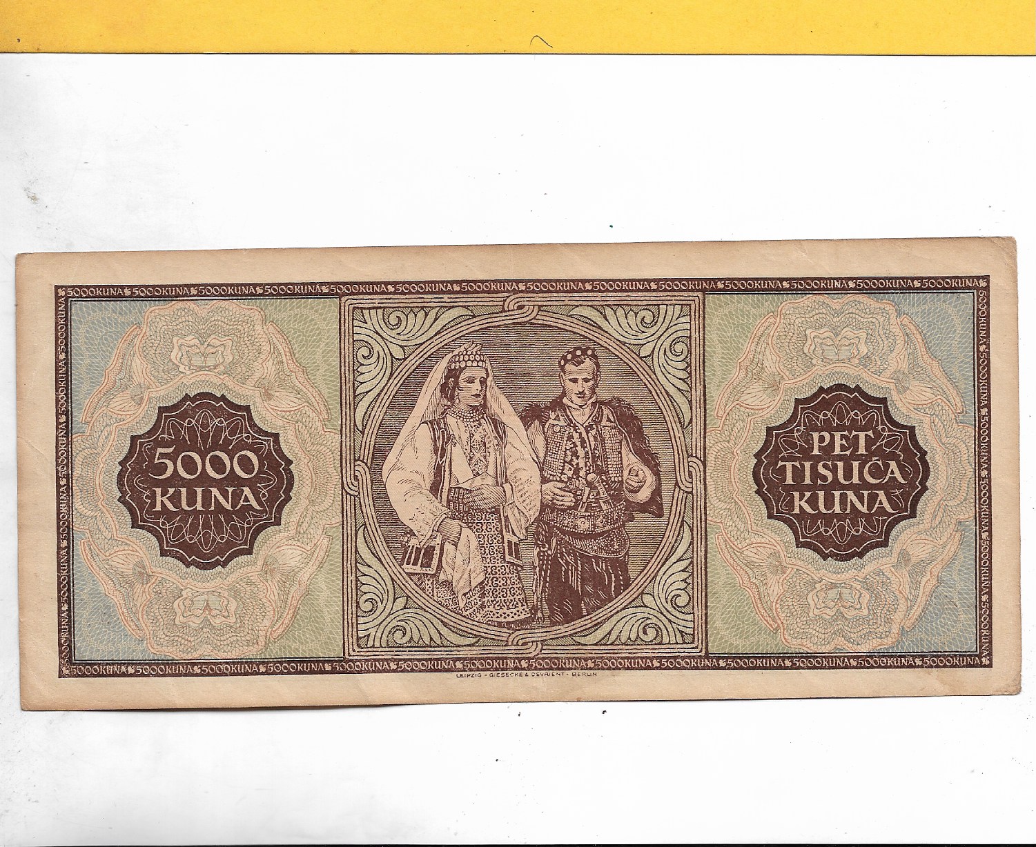 Croatian ~ 5000 Kuna, 1943 ~ OLD ISSUE RARE NOTE ~ F-3/45 – Indian ...