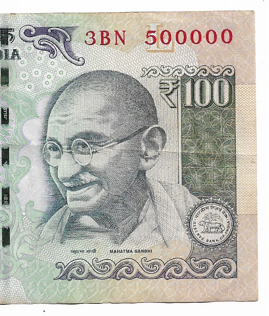 100 RUPEE ~ FANCY SERIAL ( 500000 ) D.SUBBARAO, 2012 ~ RARE NOTE ~ H-29 ...