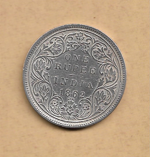 INDIA-BRITISH ~ 1 RUPEE – QUEEN VICTORIA ~ 1862 ( 0/4 DOT ) ~ SILVER ...