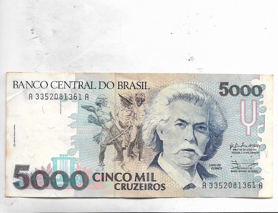 BRAZIL ~ 5000 Cruzeiros 3rd edition ~1990~ RARE NOTE~ N-2 – Indian ...