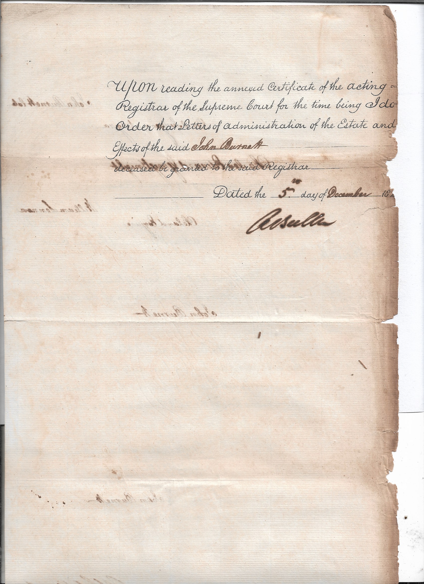 INDIA ~ OLD WILLIAM FORT ~ DOCUMENT ~ 1825 ~ WITH ORIGINAL Signature ES ...