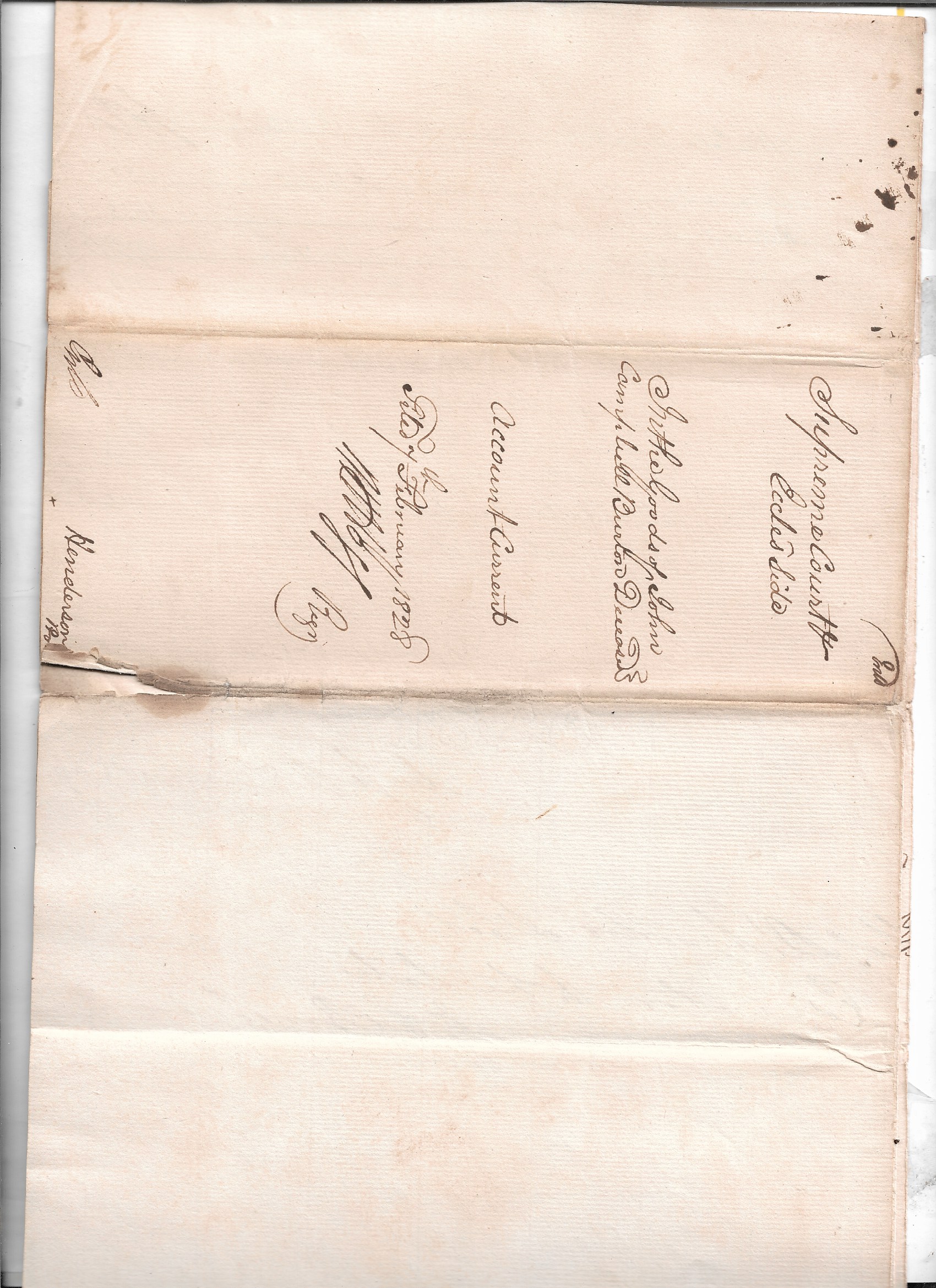 INDIA ~ OLD WILLIAM FORT ~ DOCUMENT ~ 1823 ~ WITH ORIGINAL Signature ...