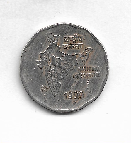 2 RUPEE ~ ( 1999, Hyderabad Mint STAR VARIETY ) BIG STAR ~ RARE COIN ...