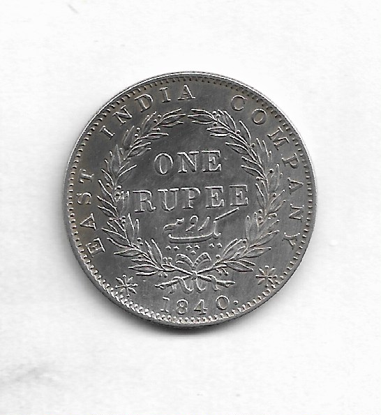 QUEEN VICTORIA ~ 1 RUPEE ~ SILVER ~ 1840 ~ CONTINUES RARE SILVER COIN ...