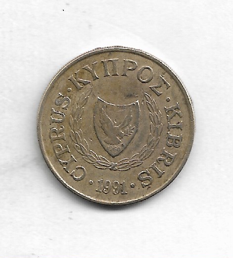 CYPRUS ~ 20 Cents Type 2 coat of arms, 1991 ~ RARE COIN ~ G-24 – Indian ...
