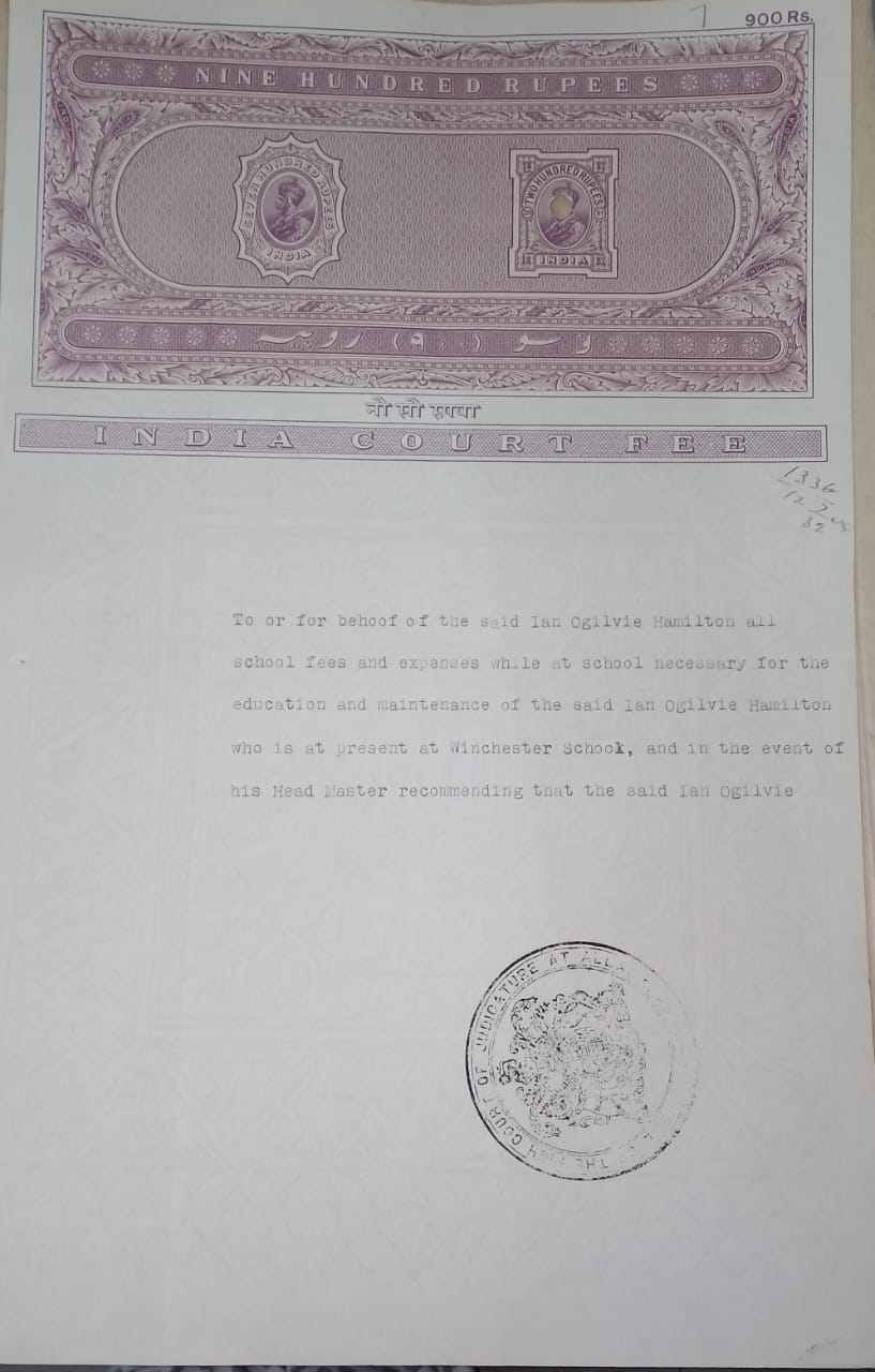 GEORGE VI ~ 900 RUPEES ~ STAMP PAPER, 1932 ~ (HIGH DENOMINATION ) ~ V ...