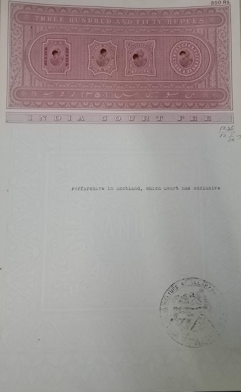 GEORGE VI ~ 350 RUPEES ~ STAMP PAPER, 1932 ~ (HIGH DENOMINATION ) ~ V ...