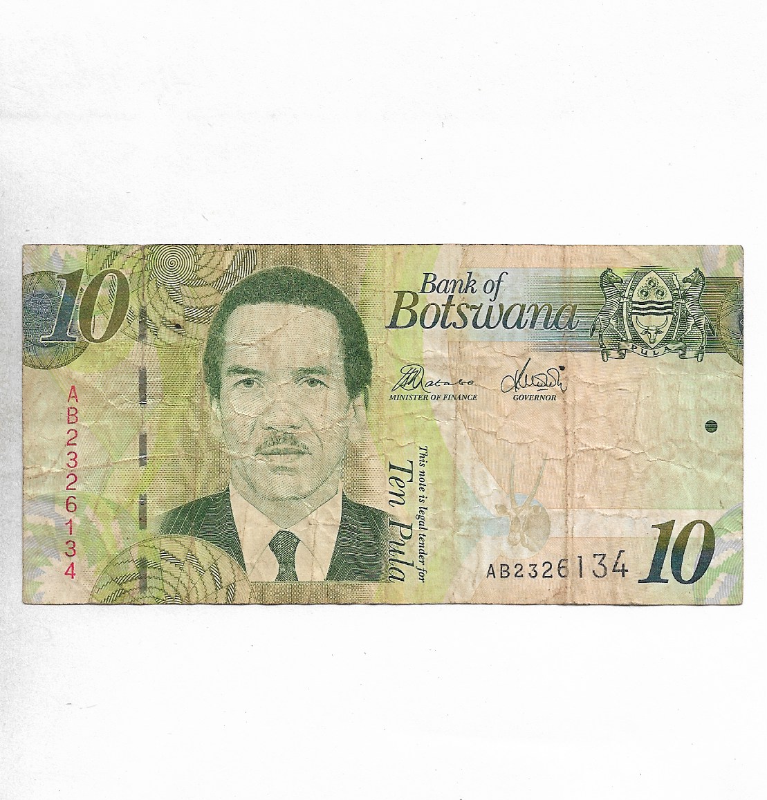 Botswana ~ 10 Pula, 2018 ~ RARE NOTE ~ F-4/21 – Indian Hobby Club