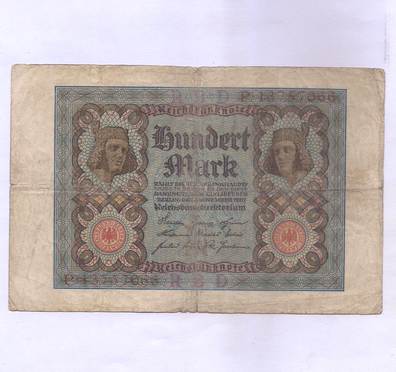 Germany ~ 100 Mark Reichsbanknote ~ 1910 ~ RARE NOTE ~I-18 – Indian ...