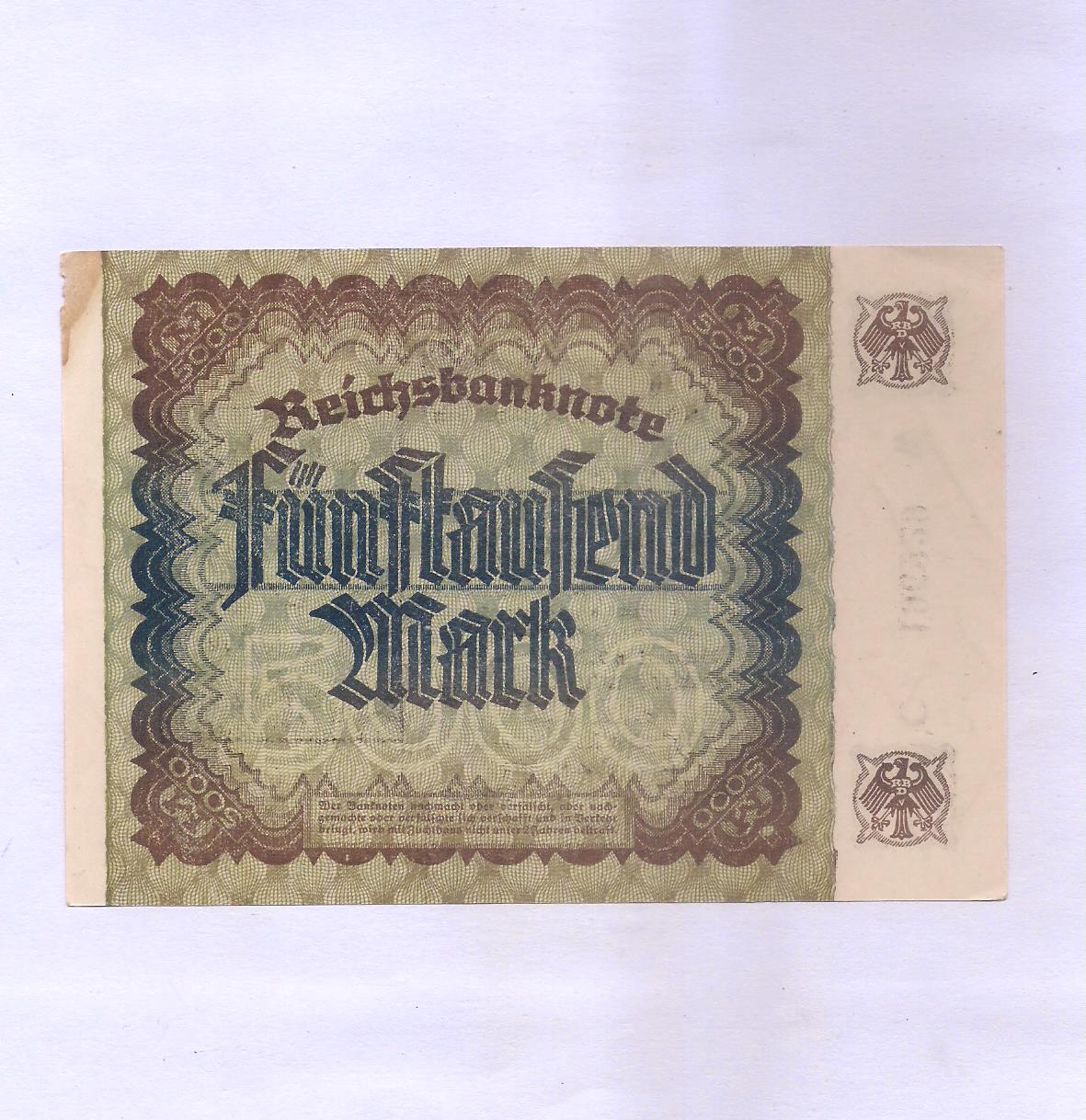 GERMANY ~ 5000 Mark Reichsbanknote ~ 1922 ~ RARE NOTE ~ E-23 – Indian ...