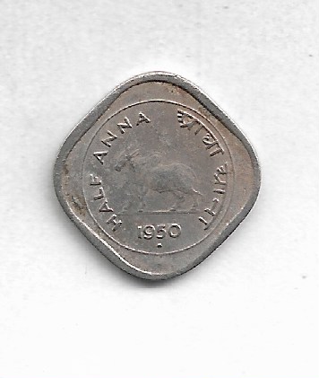 INDIA ~HALF ANNA- 1950 ~ RARE COIN-(BULL ON BACK) ~ R-17 – Indian Hobby ...