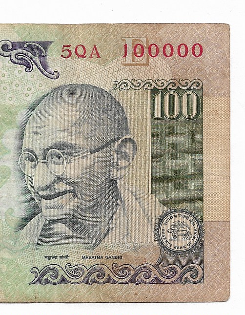100 RUPEE ~ FANCY SERIAL ~ 100000 ~ Y.V.REDDY, 2008 ~ RARE NOTE ~ B-40 ...