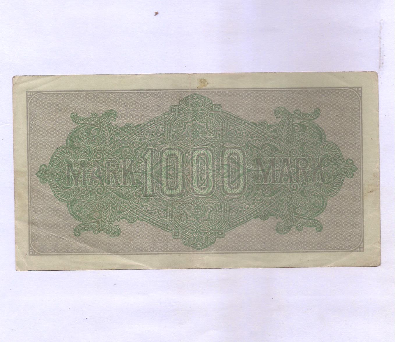 GERMANY ~ 1000 Mark Reichsbanknote ~ 1922~ RARE NOTE ~I-21 – Indian ...