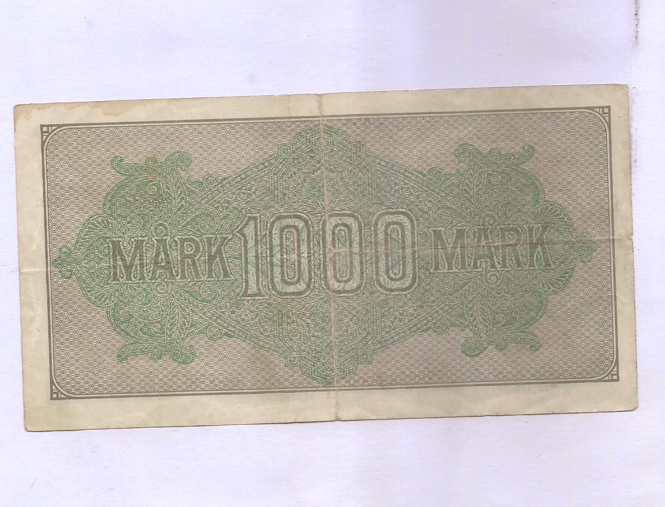 GERMANY ~ 1000 Mark Reichsbanknote ~ 1922~ RARE NOTE ~ F-1/28 – Indian ...