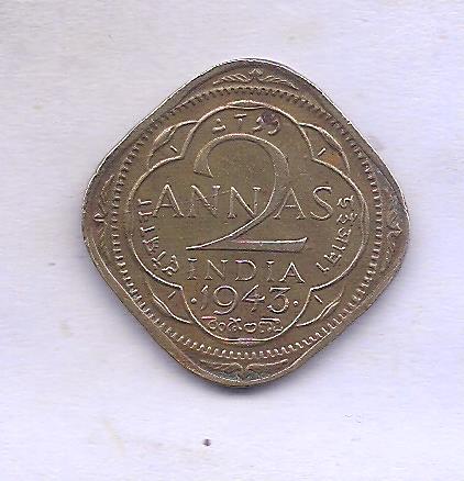 GEORGE VI ~ 2 ANNA ~ 1943, BOMBAY MINT ~ BRASS COIN ~ M-10 – Indian ...