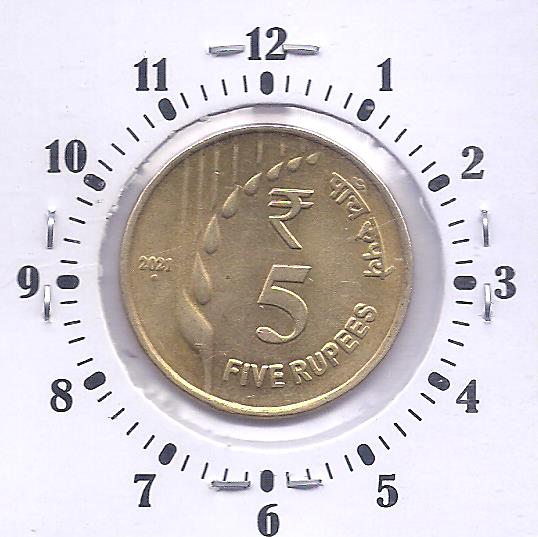5 RUPEE ~ ERROR ( 2oCLOCK ) 2021, NOIDA MINT ~ RARE COIN ~ M-23 ...